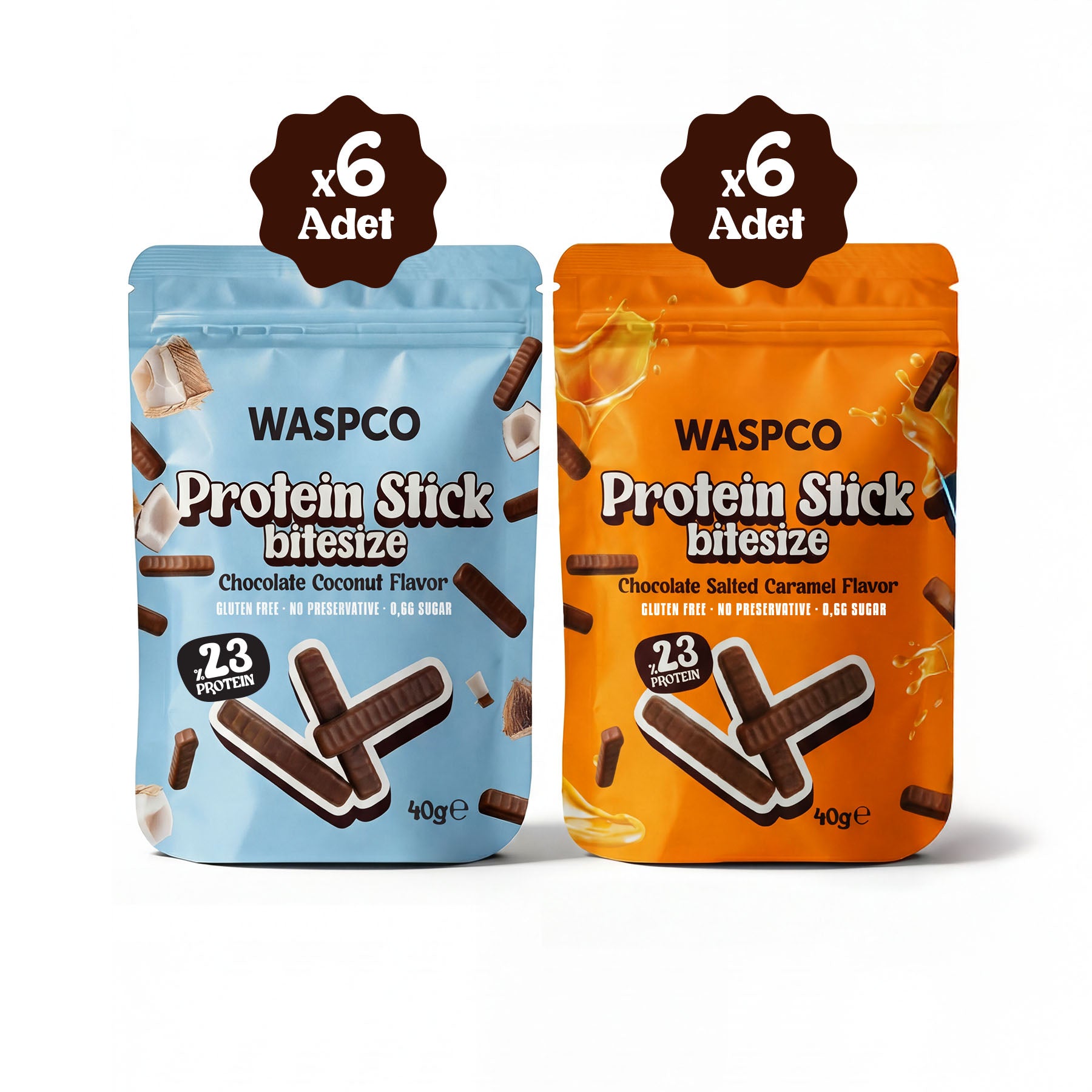 Protein Stick Bite Size - Karma Paketi (2 Çeşit) 40 gr x 12 – WASPCO